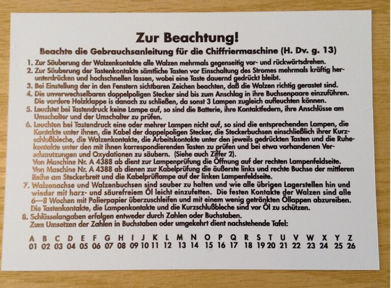 Reproduction WWII German Enigma Machine Instructions – Toadjumper-Militaria